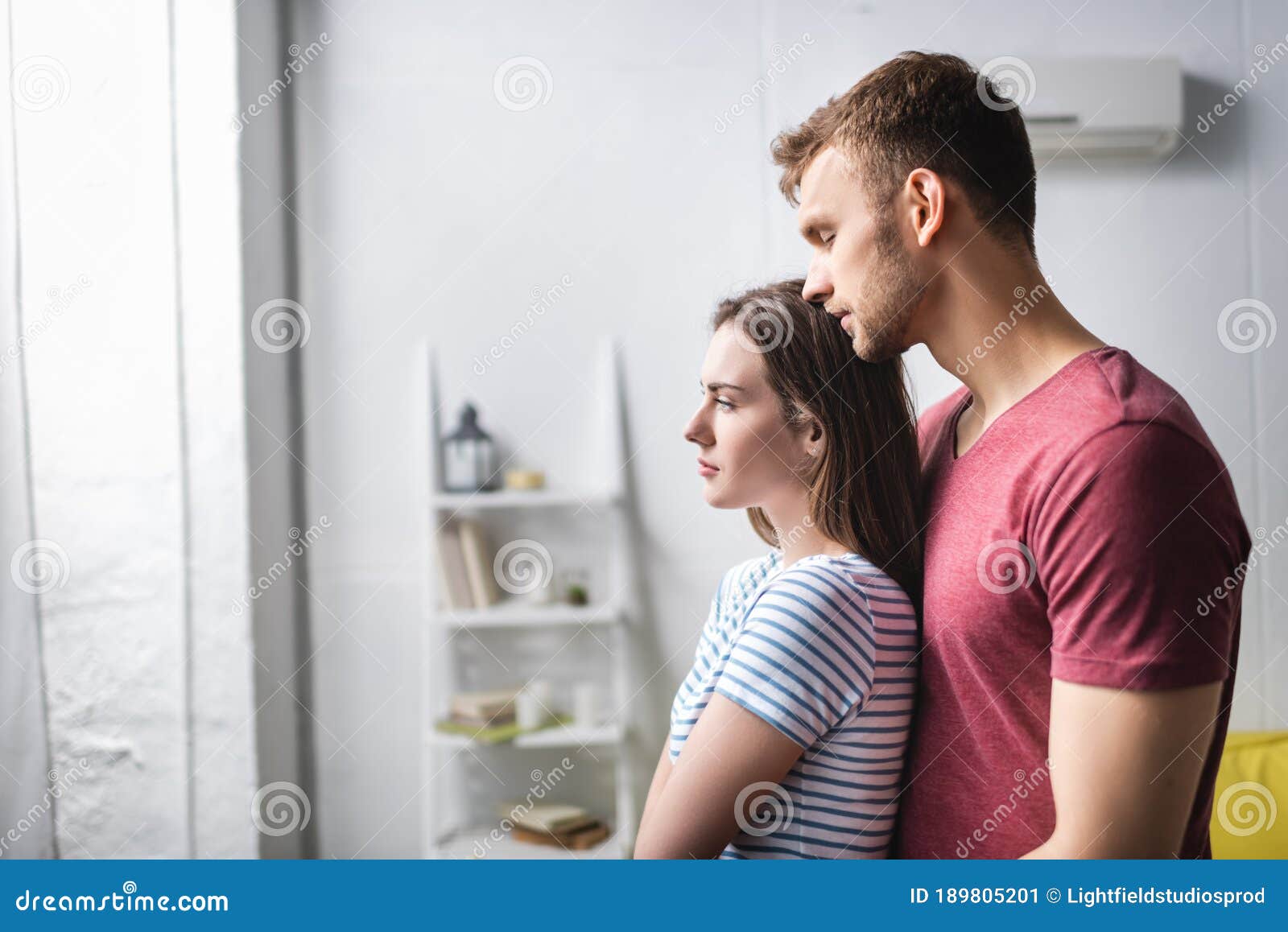 Sad Beautiful Young Couple Hugging at Stock Image - Image of romance ...