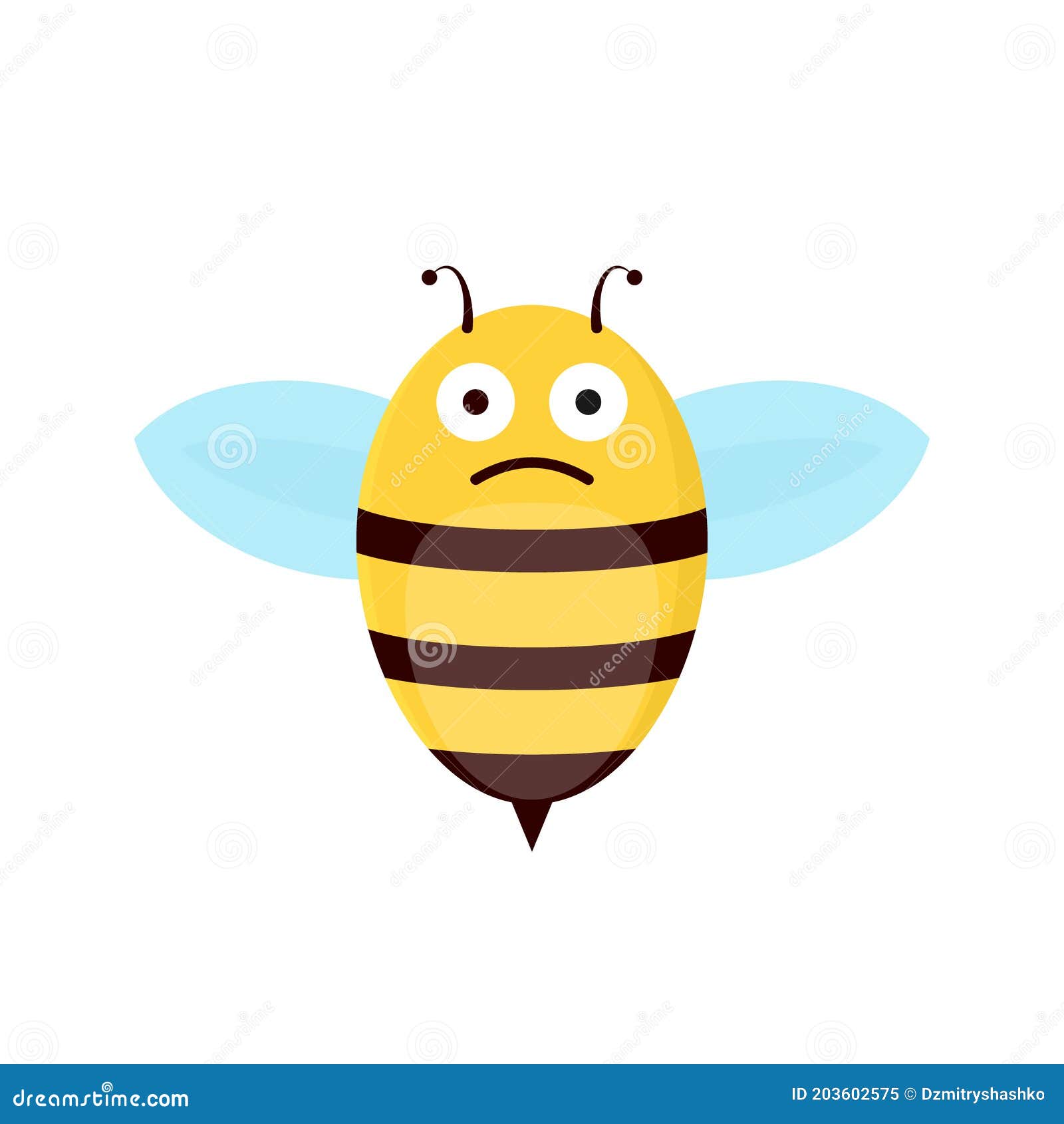 Sad bee icon stock vector. Illustration of icon, cartoon - 203602575
