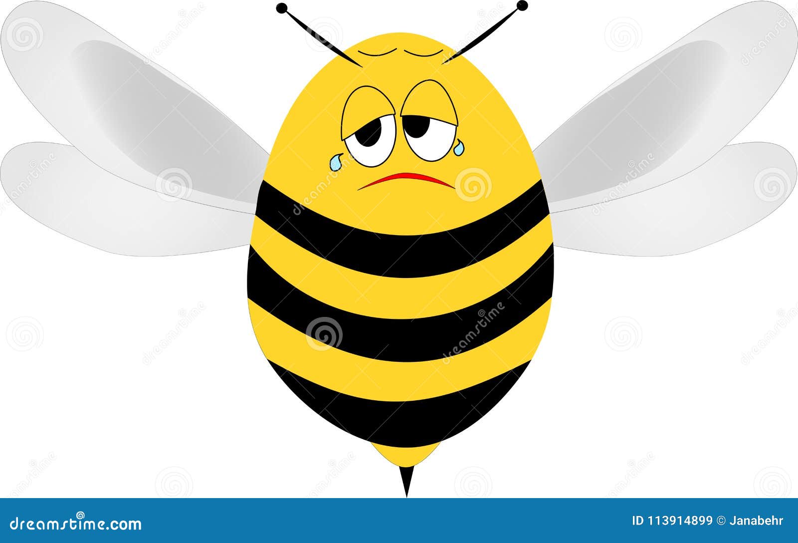 Sad Bee with Tears is Hungry Stock Illustration - Illustration of ...