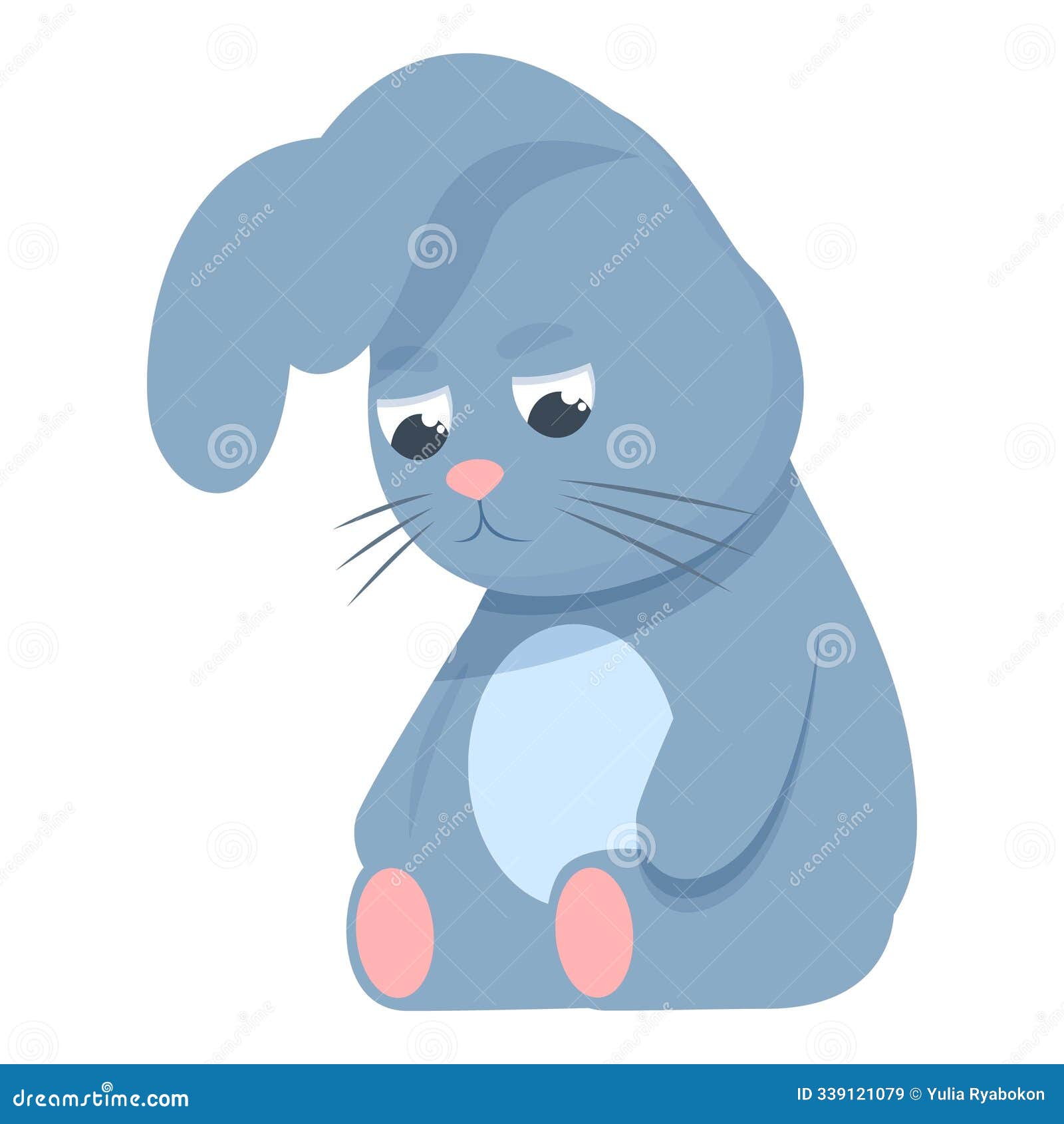 Sad Blue Bunny Looking Down with Pity Stock Vector - Illustration of ...