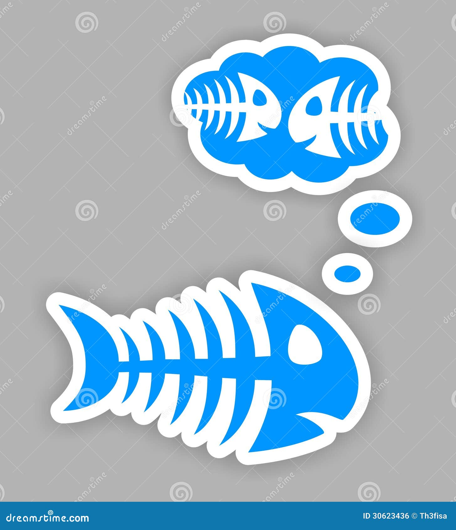 Sad Blue Fish Bone Stickers Stock Illustration - Illustration of ...