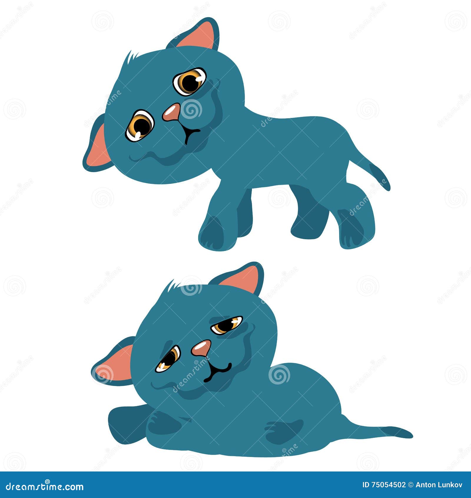 Sad Blue Kitty, Vector Cartoon Animation Stock Vector - Illustration of ...
