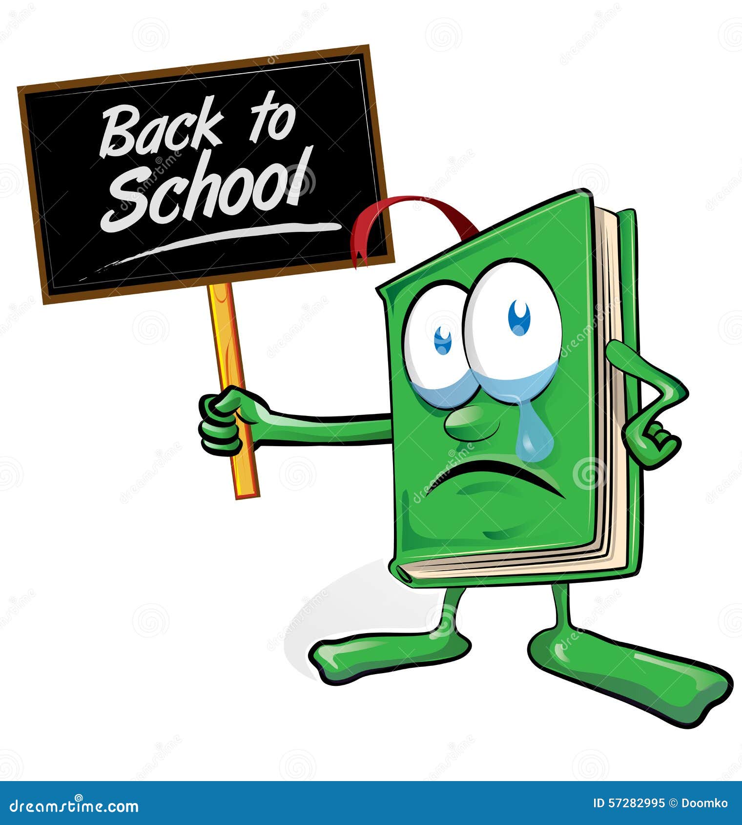 Sad Book Cartoon with Signboard Stock Vector - Illustration of icon ...