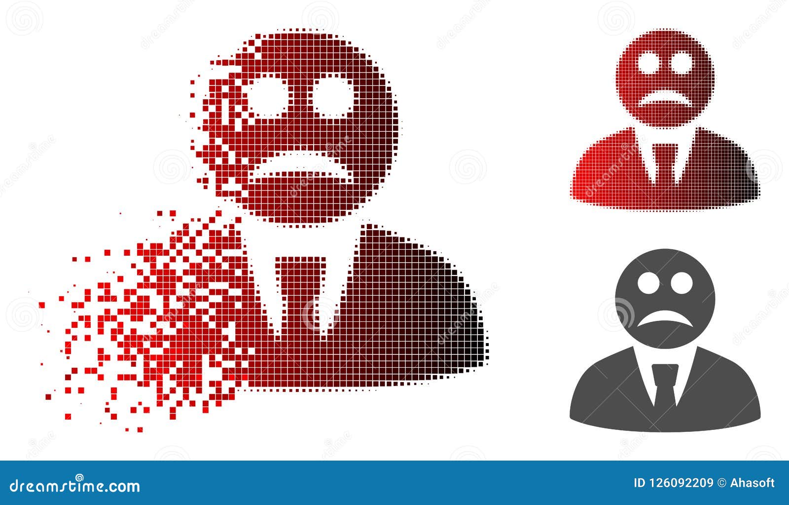 Decomposed Dot Halftone Sad Boss Icon Stock Vector - Illustration of ...