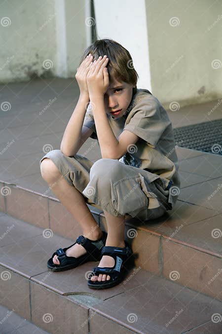 Sad boy stock photo. Image of poverty, steps, frustration - 4746578