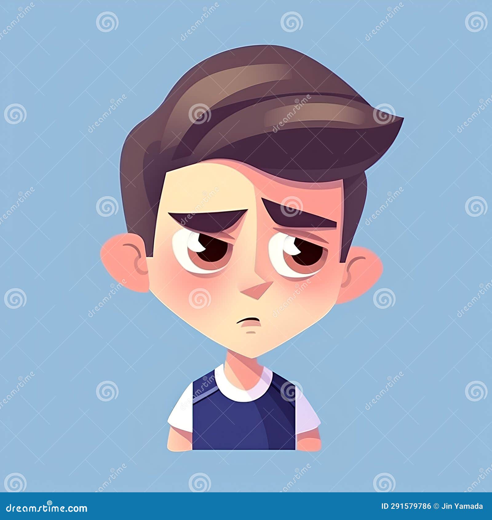 Sad Boy Cartoon Character. Vector Illustration in a Flat Style on a ...