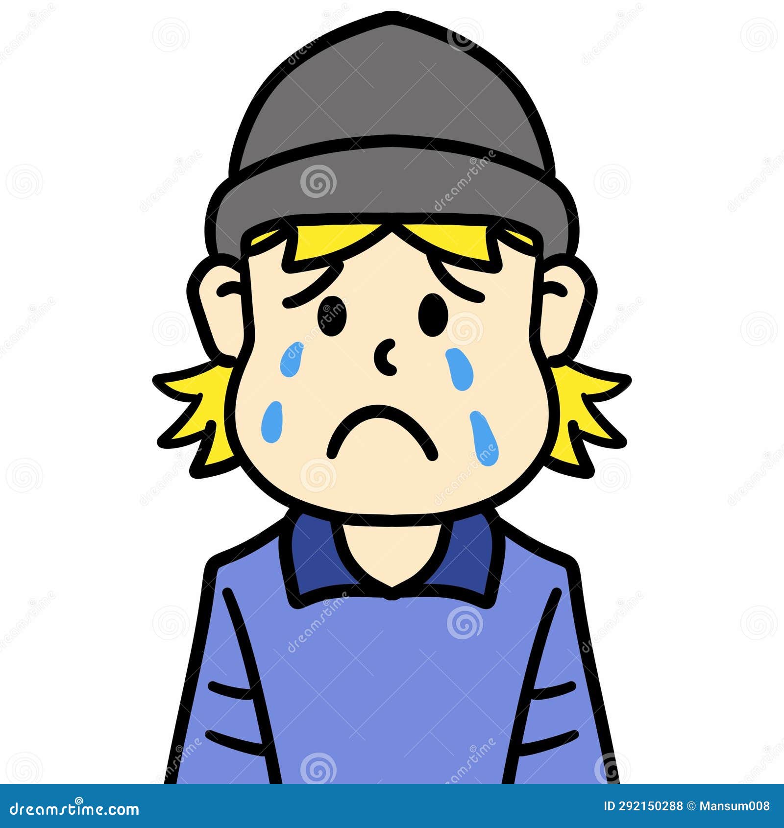 Sad Boy Cartoon, Illustration, on White Background Stock Illustration ...