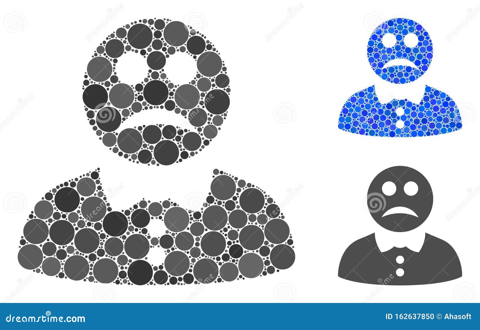 Sad Boy Composition Icon of Circle Dots Stock Illustration ...