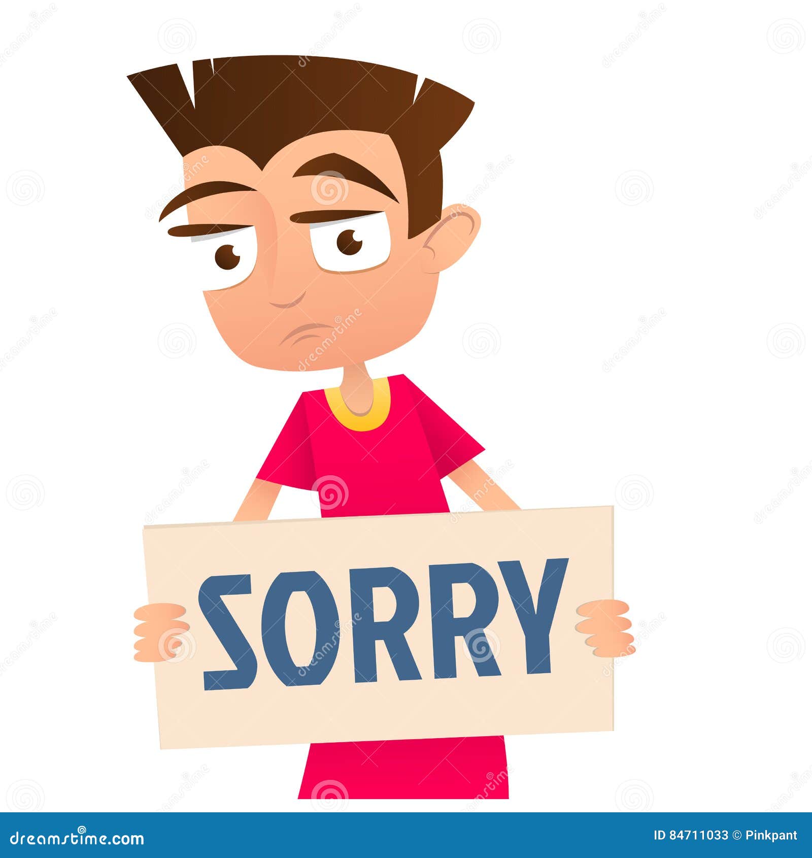 Sad Boy Holding a Sign Sorry Stock Vector - Illustration of cartoon ...