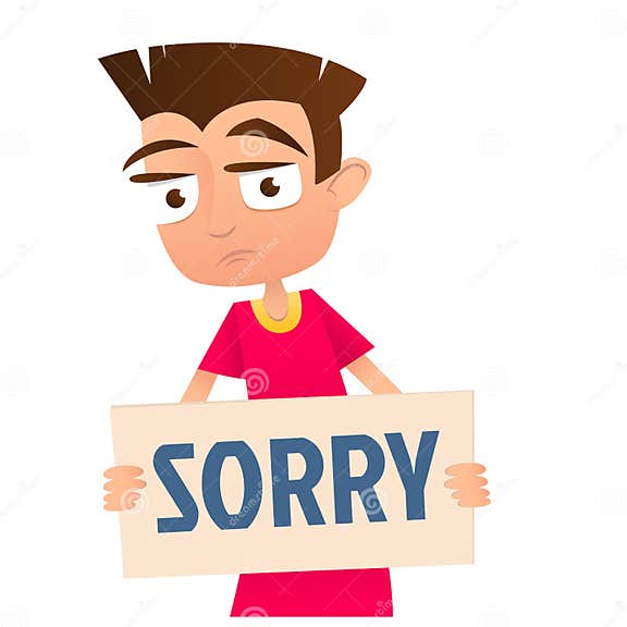 Sad Boy Holding a Sign Sorry Stock Vector - Illustration of cartoon ...
