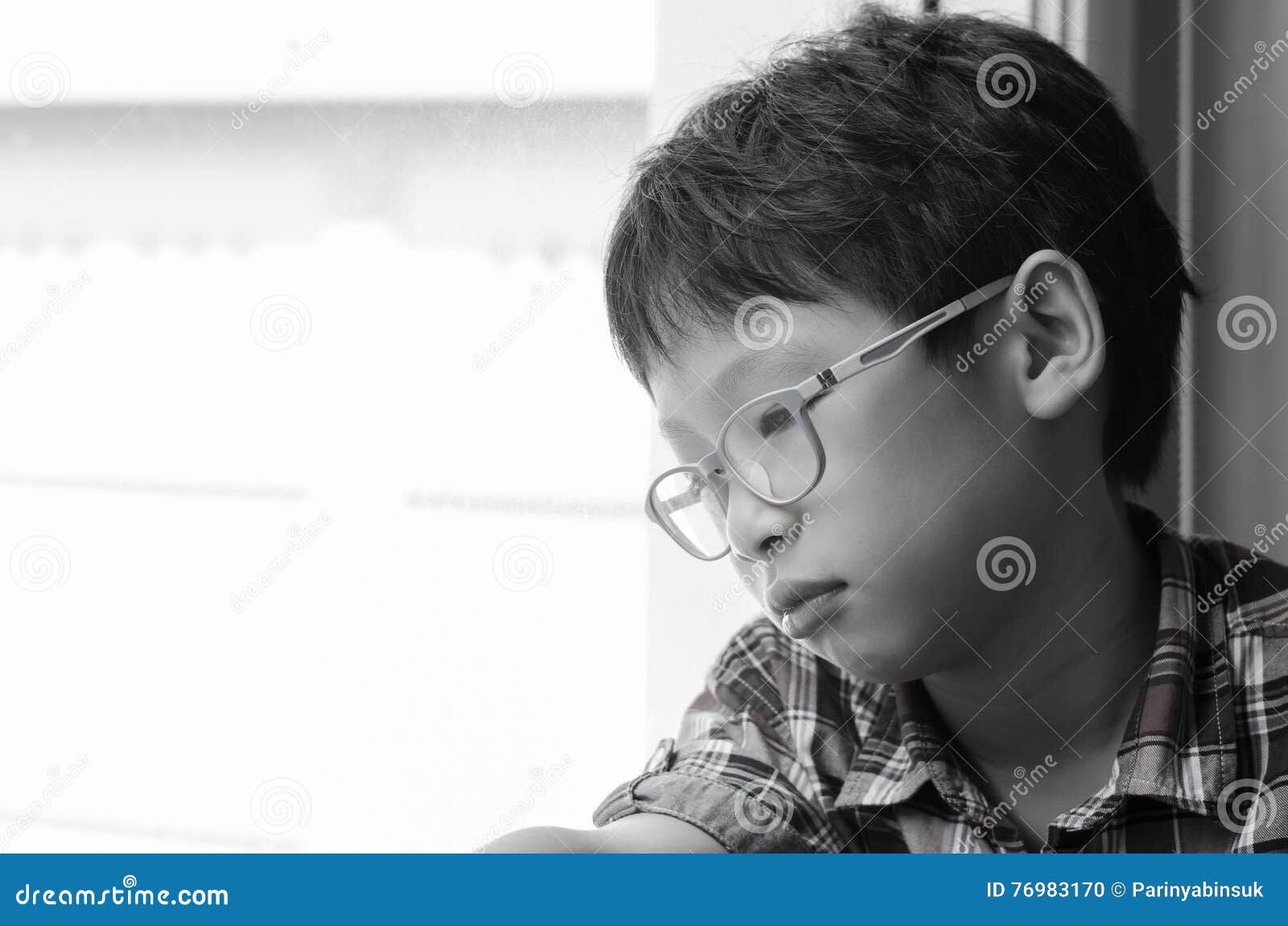 Sad Boy Looking Out of Window Stock Photo - Image of asian, despair ...
