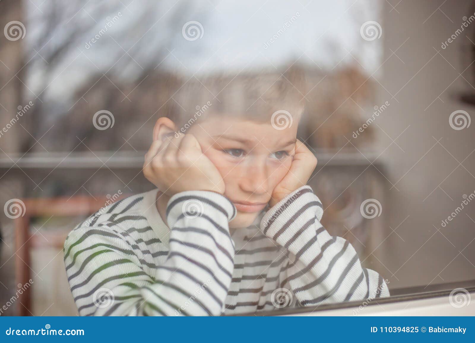 Sad Boy Looking Out the Window Stock Image - Image of child, bored ...