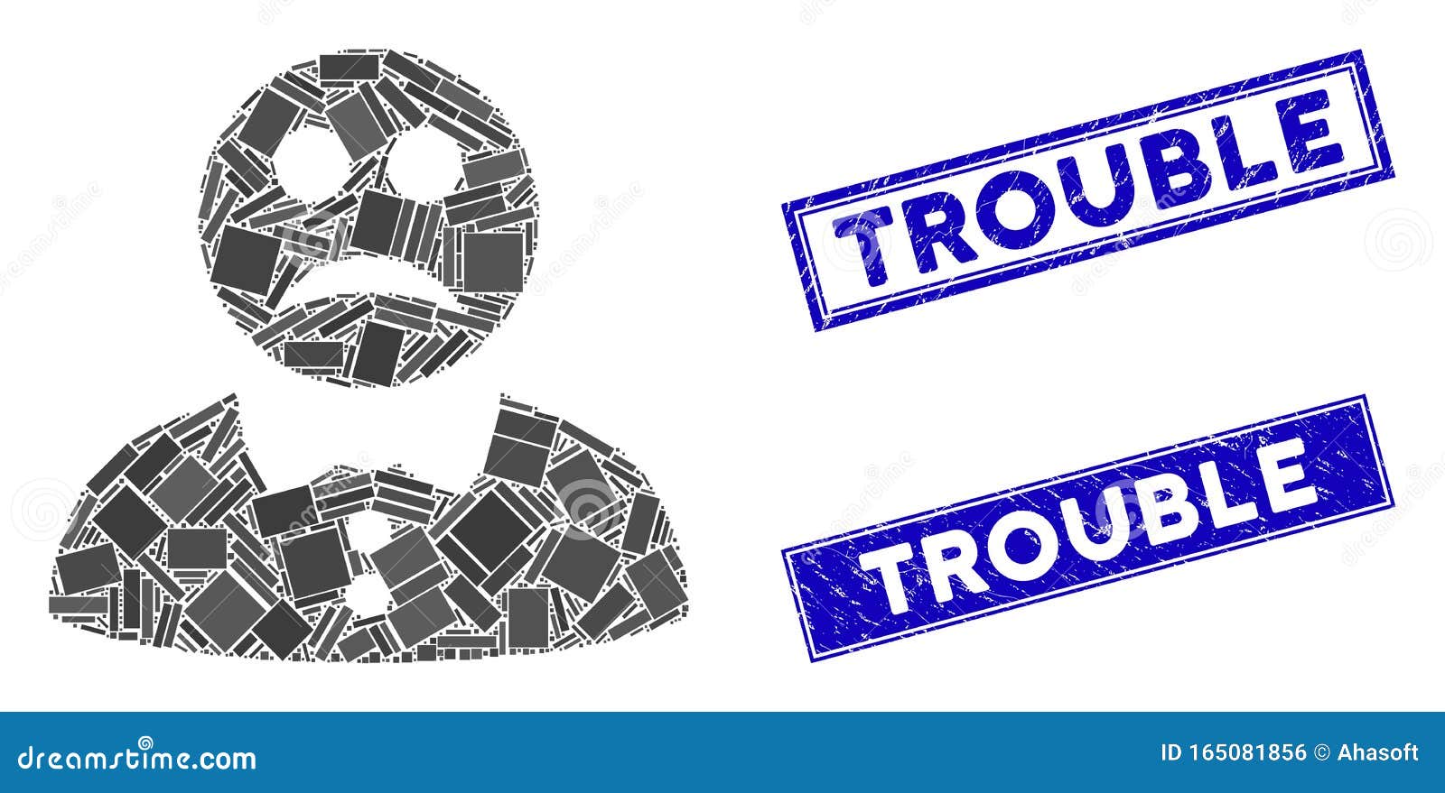 Sad Boy Mosaic And Scratched Rectangle Trouble Stamps Royalty-Free ...