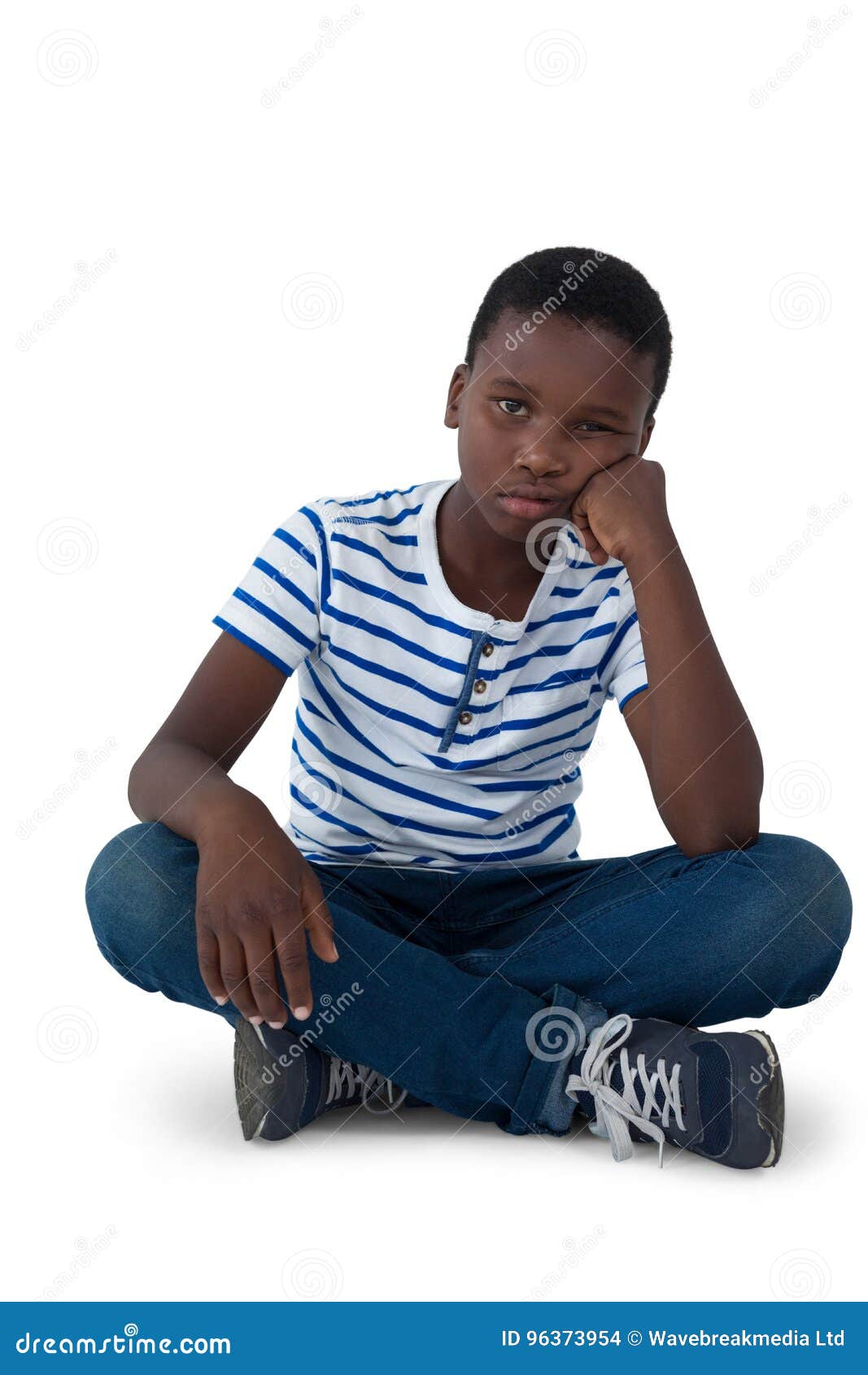 Sad boy sitting on floor stock photo. Image of cute, modern - 96373954