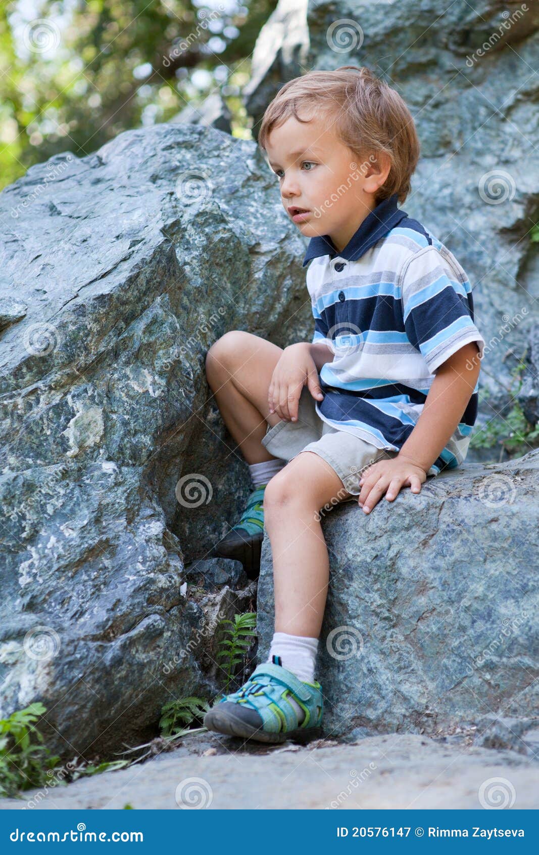 Sad boy sitting on rock. stock image. Image of walk, human - 20576147