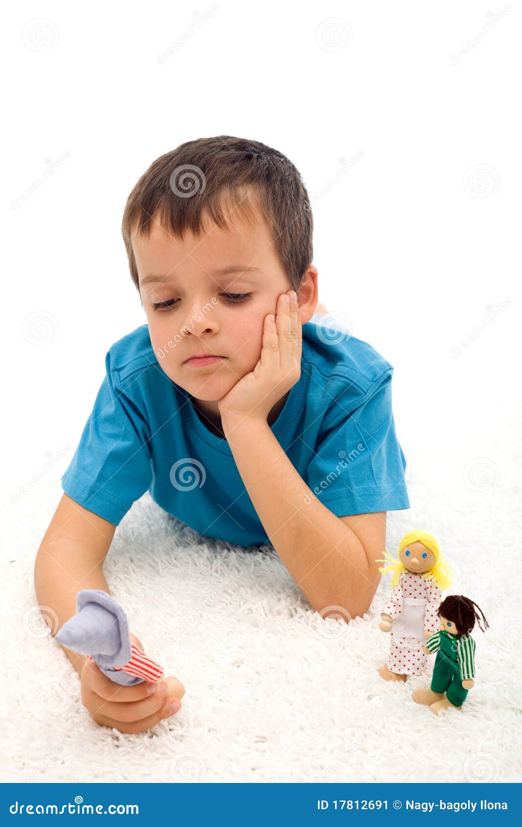 Sad Boy Thinking of His Separated Family Stock Image - Image of young ...