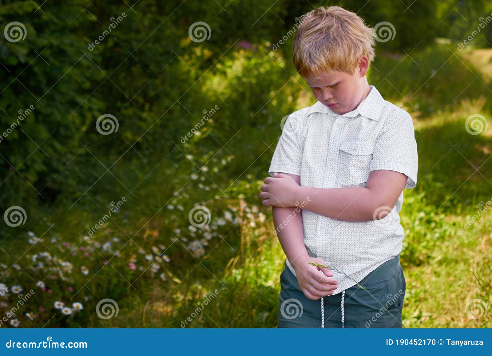 Sad Boy Walks in the Park in Summer Stock Photo - Image of explore ...