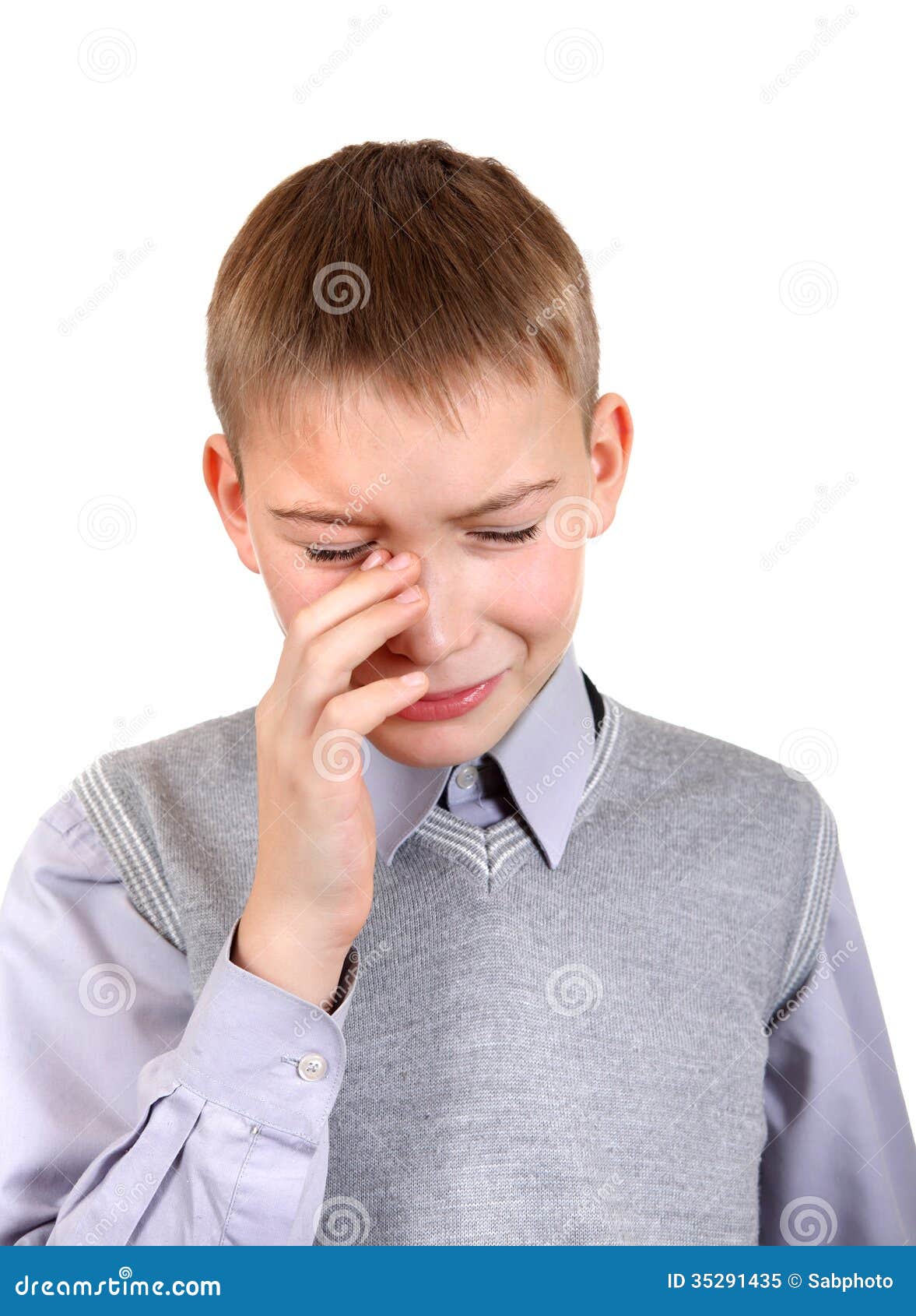 Sad Boy is Weeps stock image. Image of finger, hand, grudge - 35291435