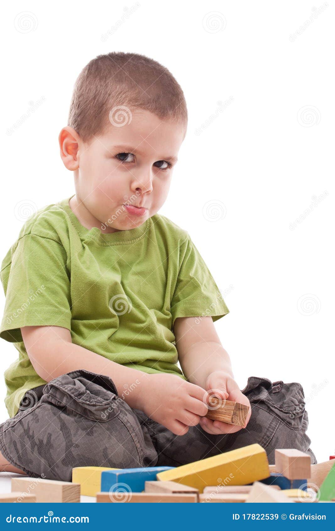 Sad boy whit blocks stock image. Image of standing, little - 17822539