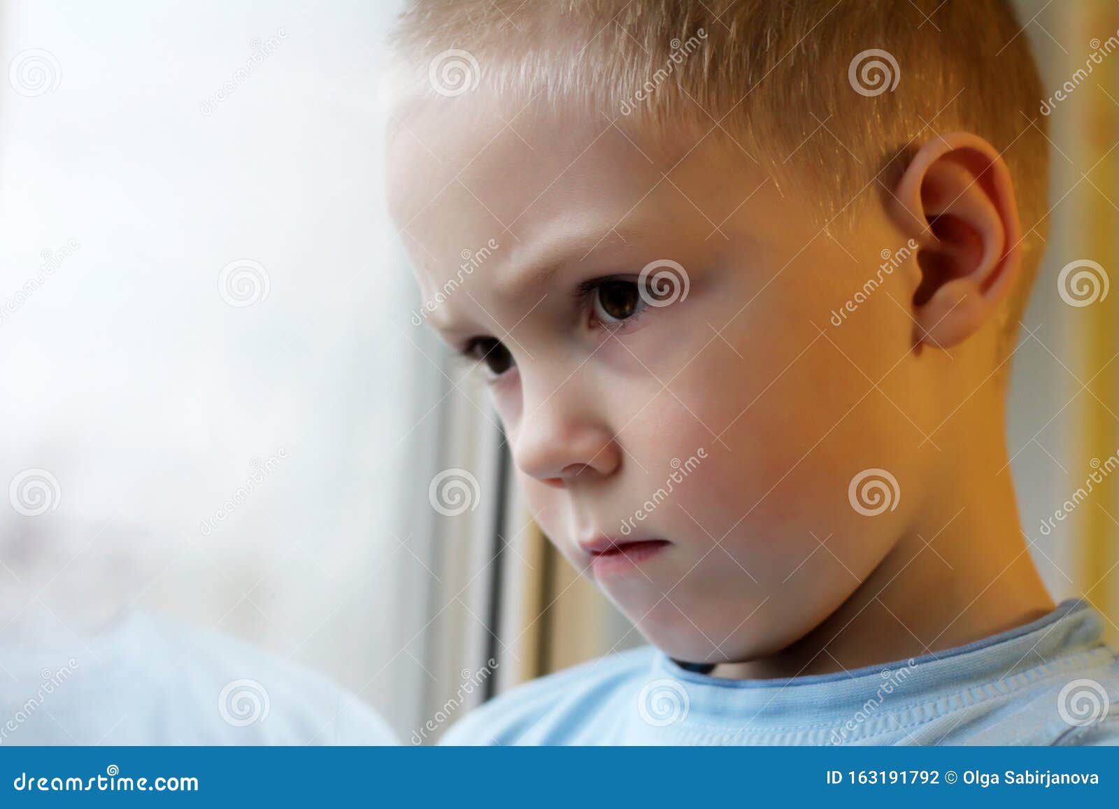 Sad Boy at the Window, Loneliness and Depression Stock Photo - Image of ...