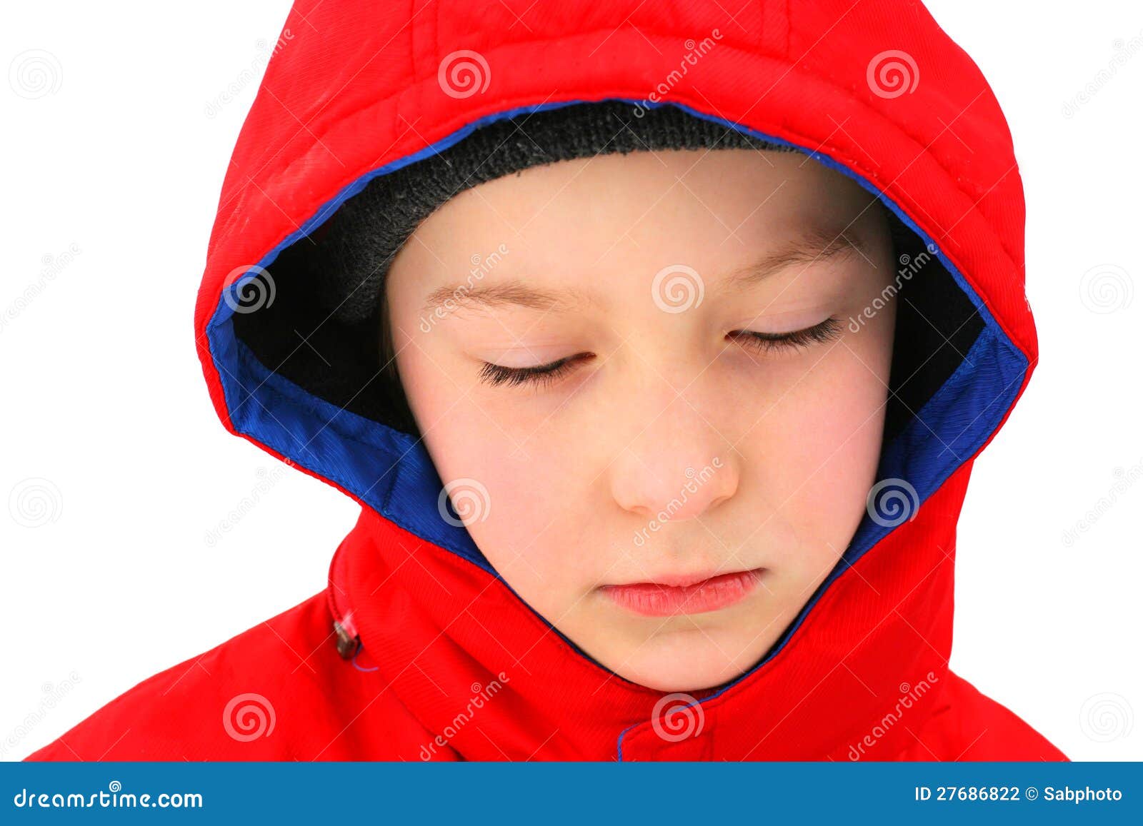 Sad Boy in the Winter stock photo. Image of sadness, closeup - 27686822