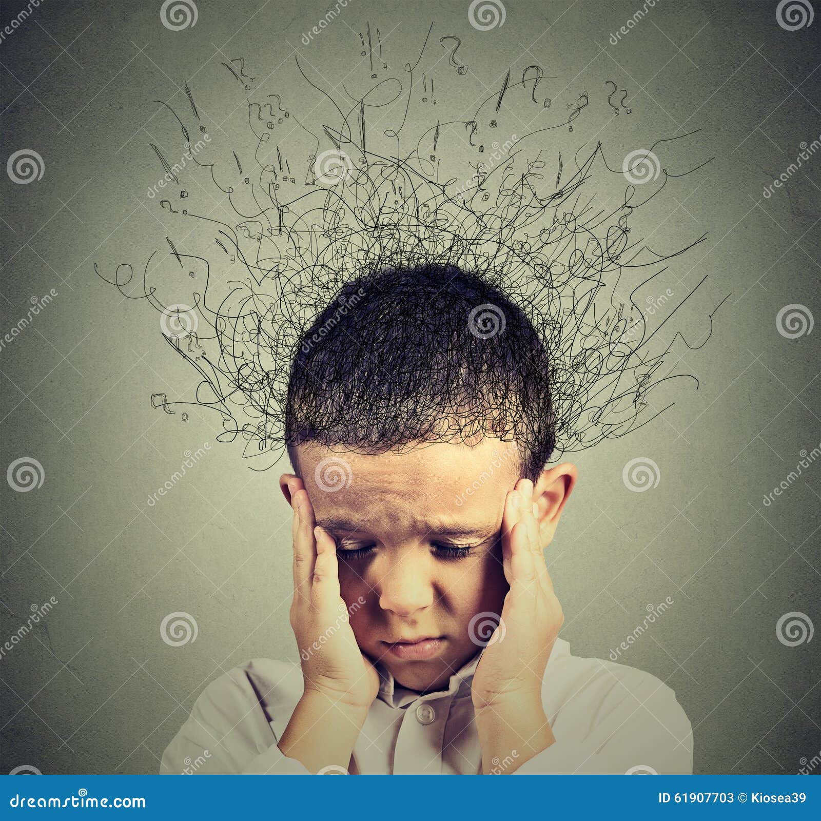 Sad Boy with Worried Stressed Face Expression Looking Down Stock Image ...