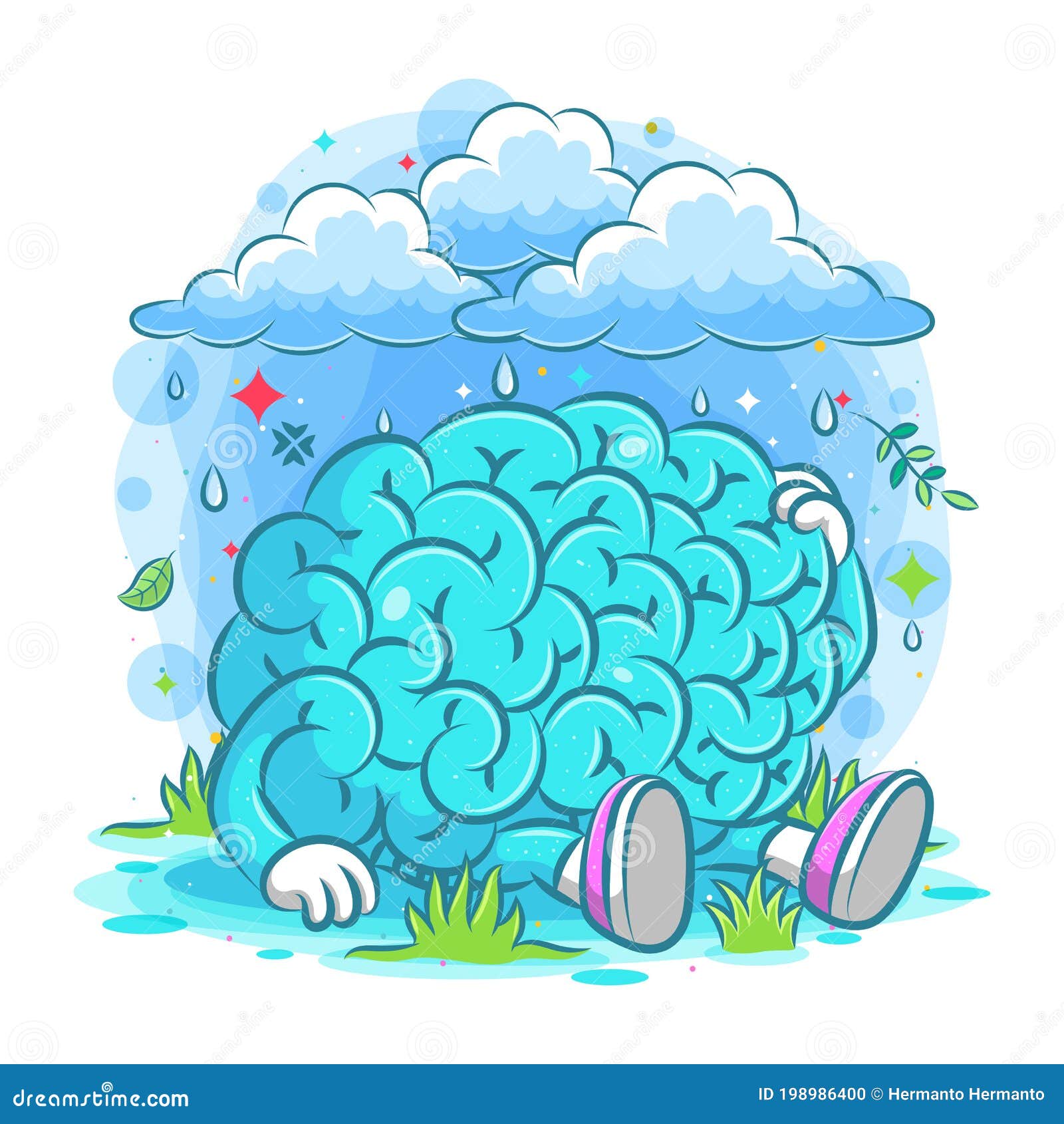 The Rain In The Brain Of A Patient Who Suffers By Mental Disorder. AI ...