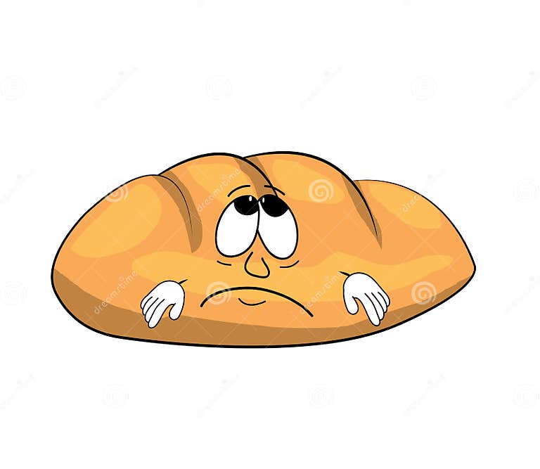 Sad bread cartoon stock illustration. Illustration of clipart - 49454370