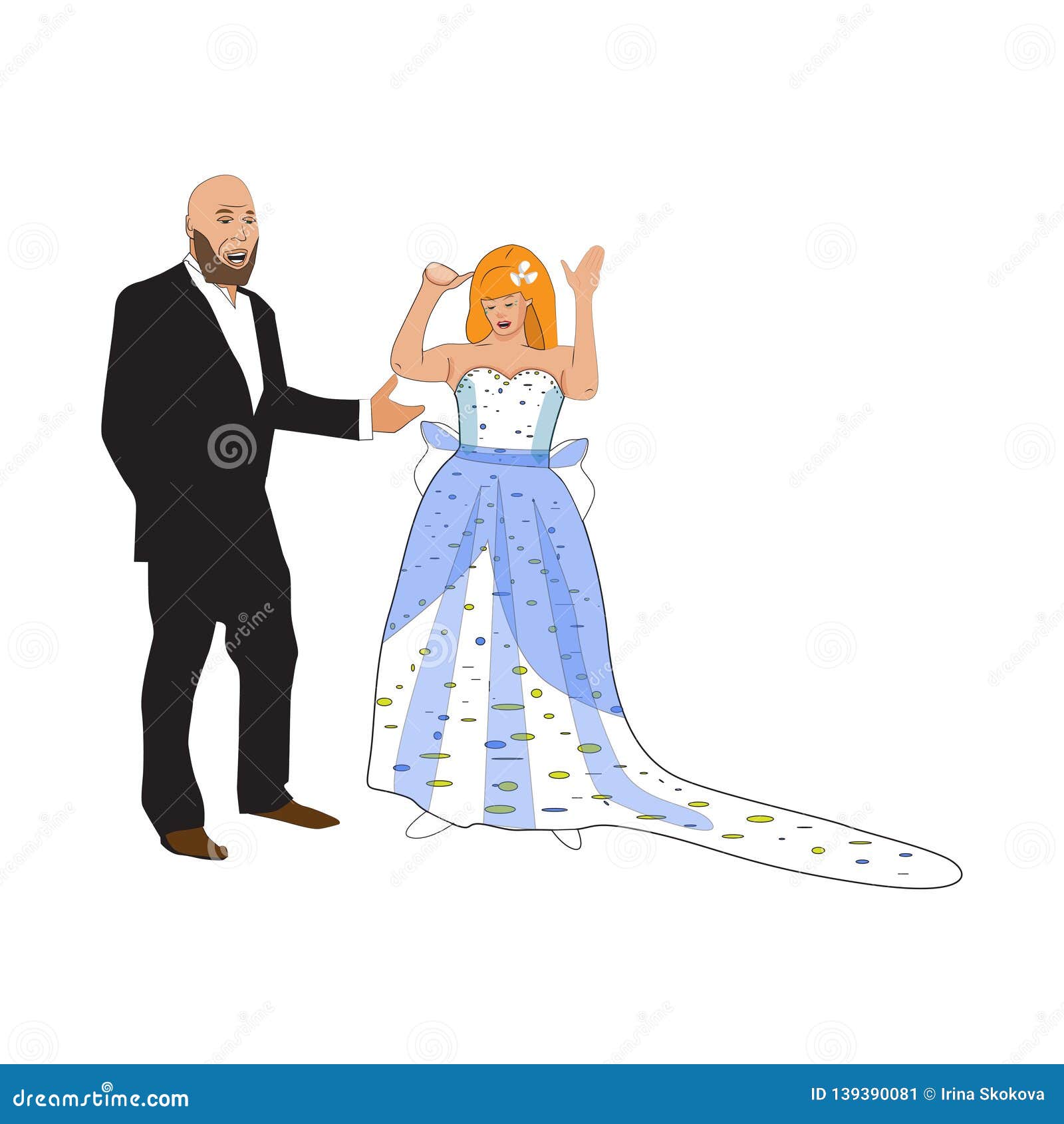 Sad Bride Gesturing and Crying. Vector Illustration Stock Illustration ...