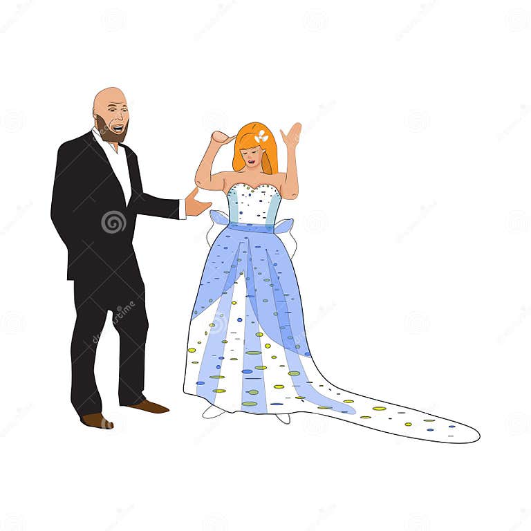 Sad Bride Gesturing and Crying. Vector Illustration Stock Illustration ...