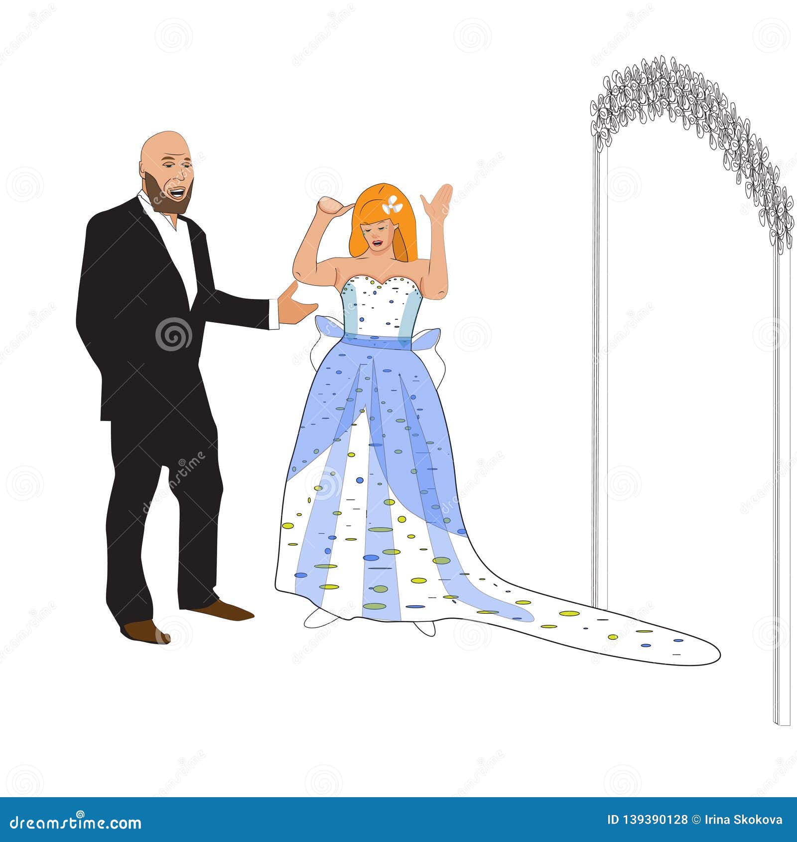 Sad Bride Gesturing and Crying. Vector Illustration Stock Illustration ...