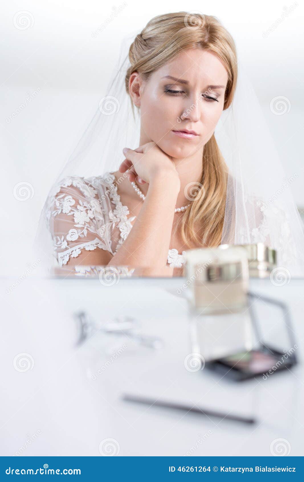 Sad bride after makeup stock photo. Image of lady, fresh - 46261264
