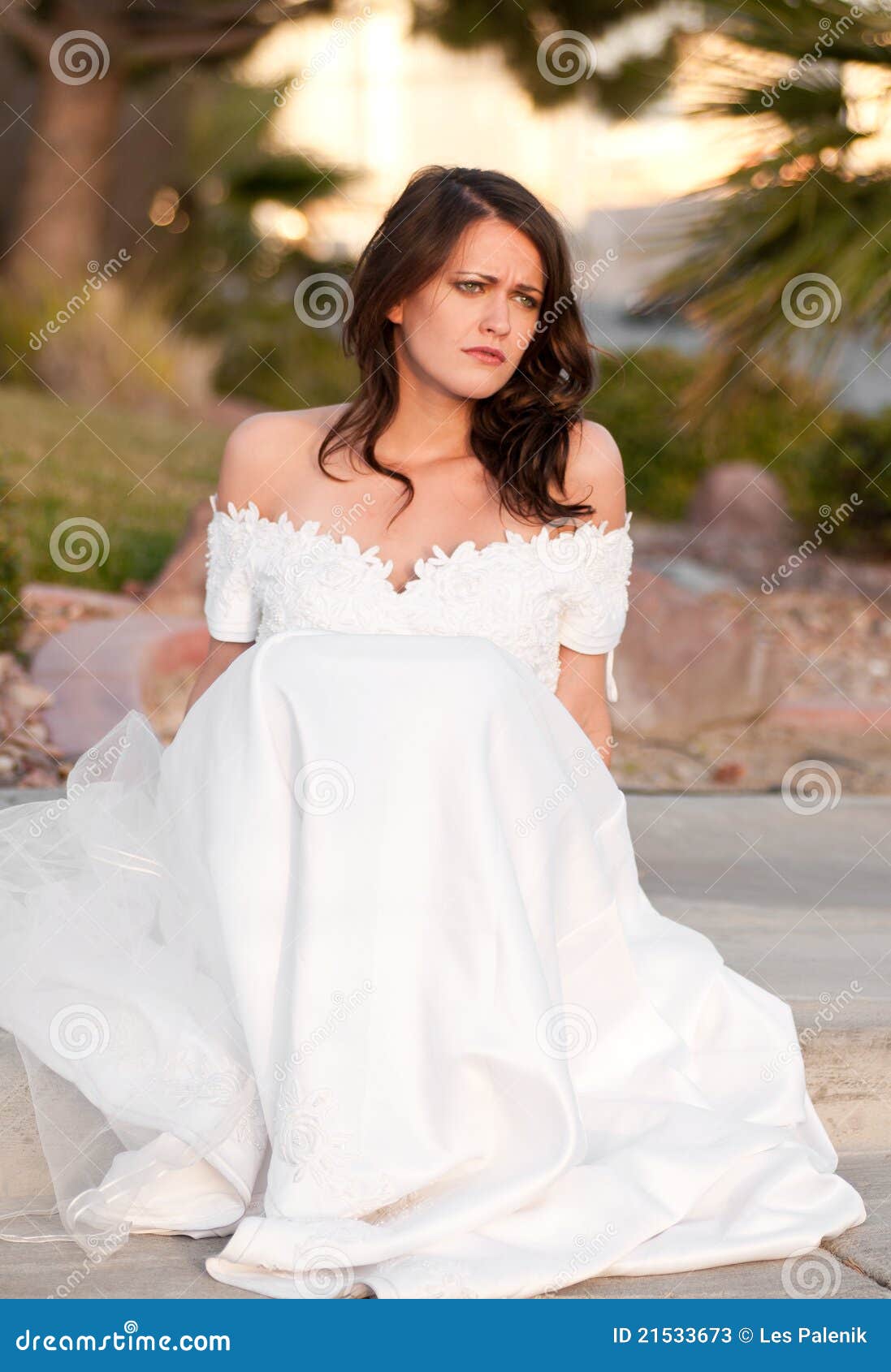 Sad Bride Sitting on the Curb Stock Image - Image of curb, bride: 21533673