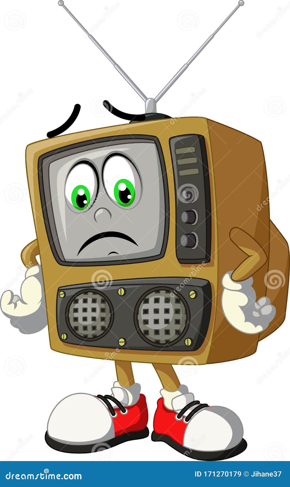 Sad Brown Old Television Cartoon Stock Illustration - Illustration of ...