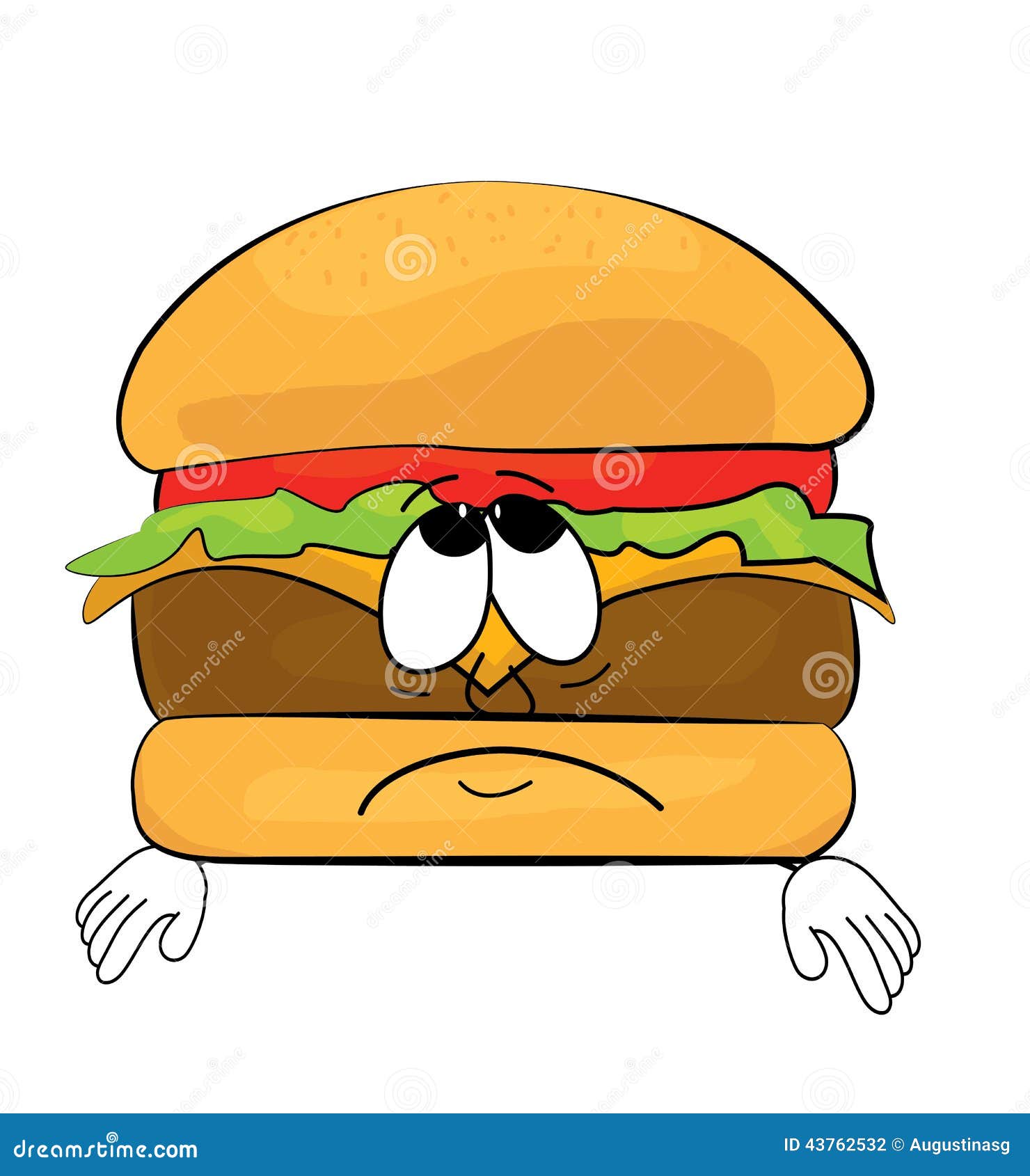 Sad burger cartoon stock illustration. Illustration of sadness - 43762532