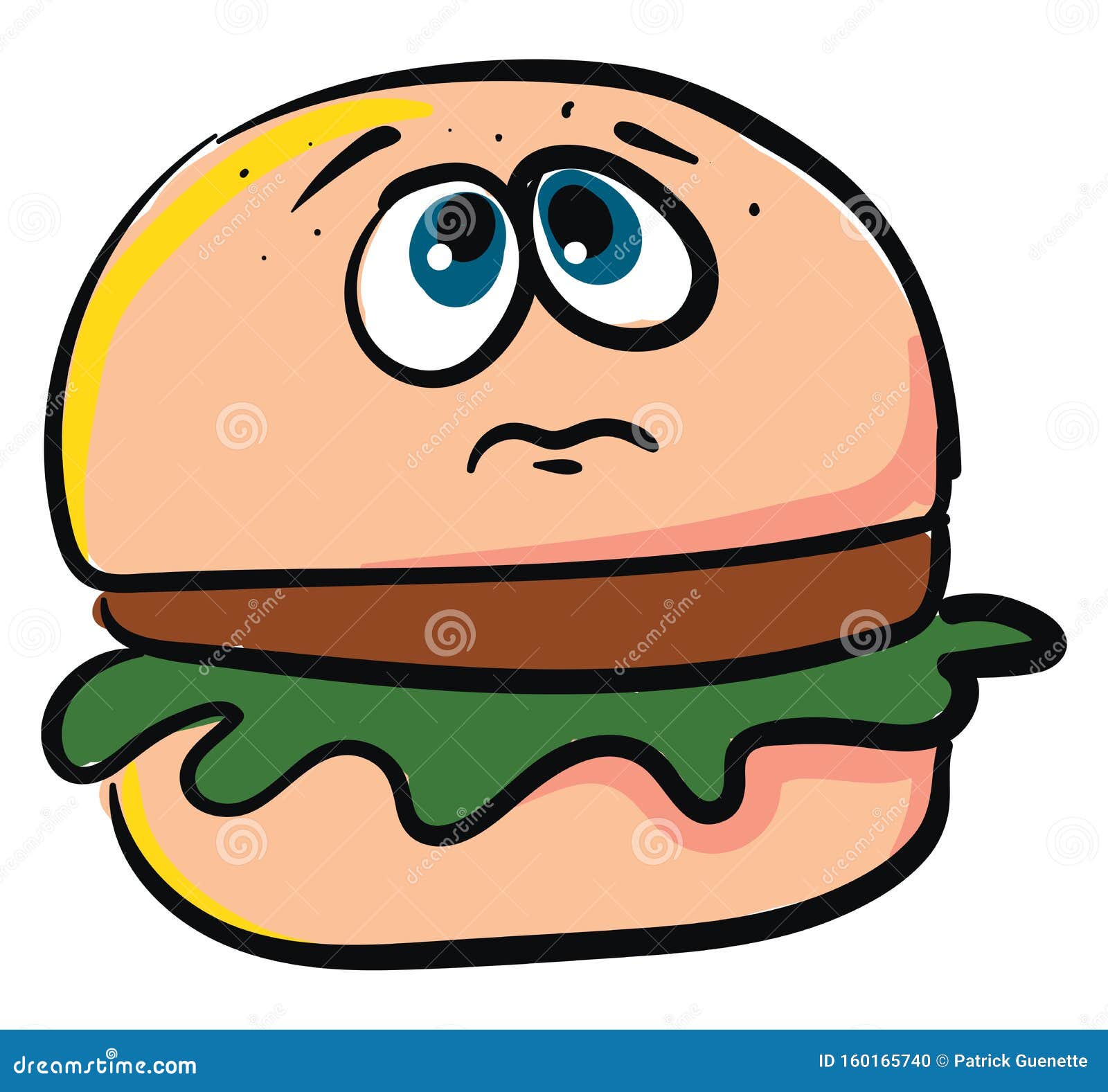 Sad Burger, Vector or Color Illustration Stock Vector - Illustration of ...