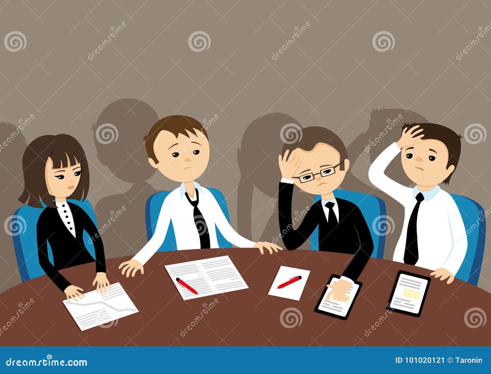 Sad business team. stock vector. Illustration of group - 101020121