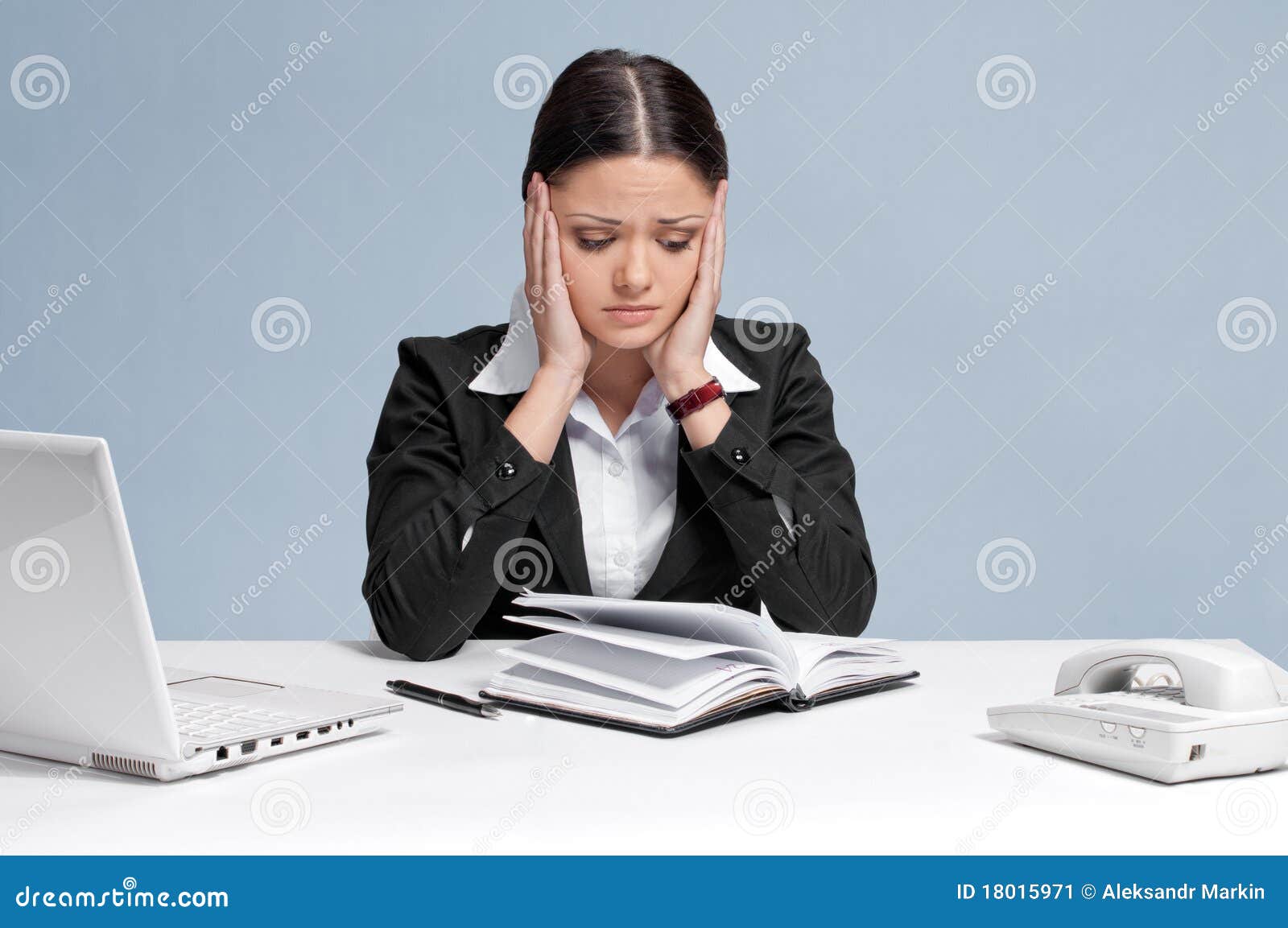 Sad Business Woman with Personal Organizer. Stock Image - Image of lady ...