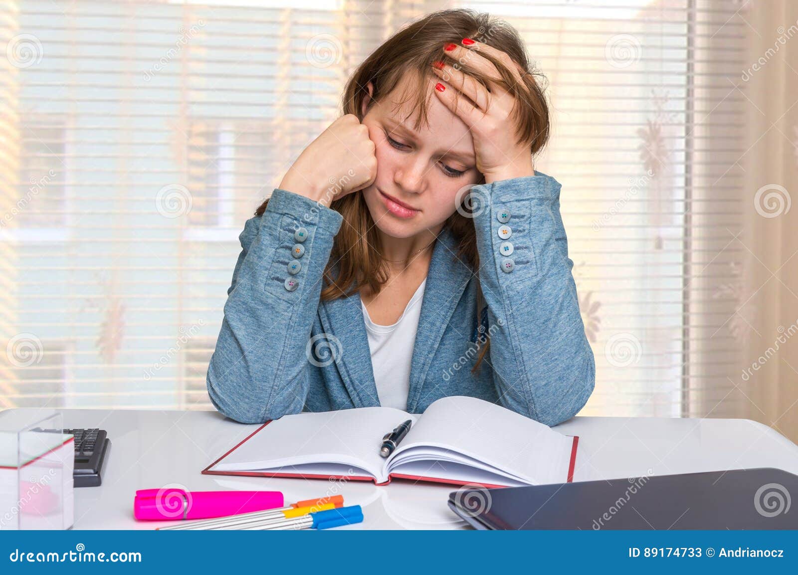 Sad Business Woman is Working in the Office Stock Image - Image of ...