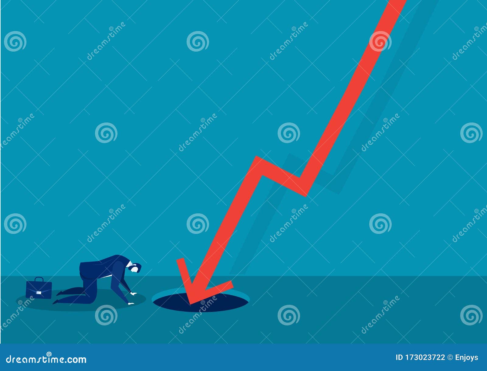 Sad Businessman Fail with Falling Down Red Arrow Graph Financial Crisis ...