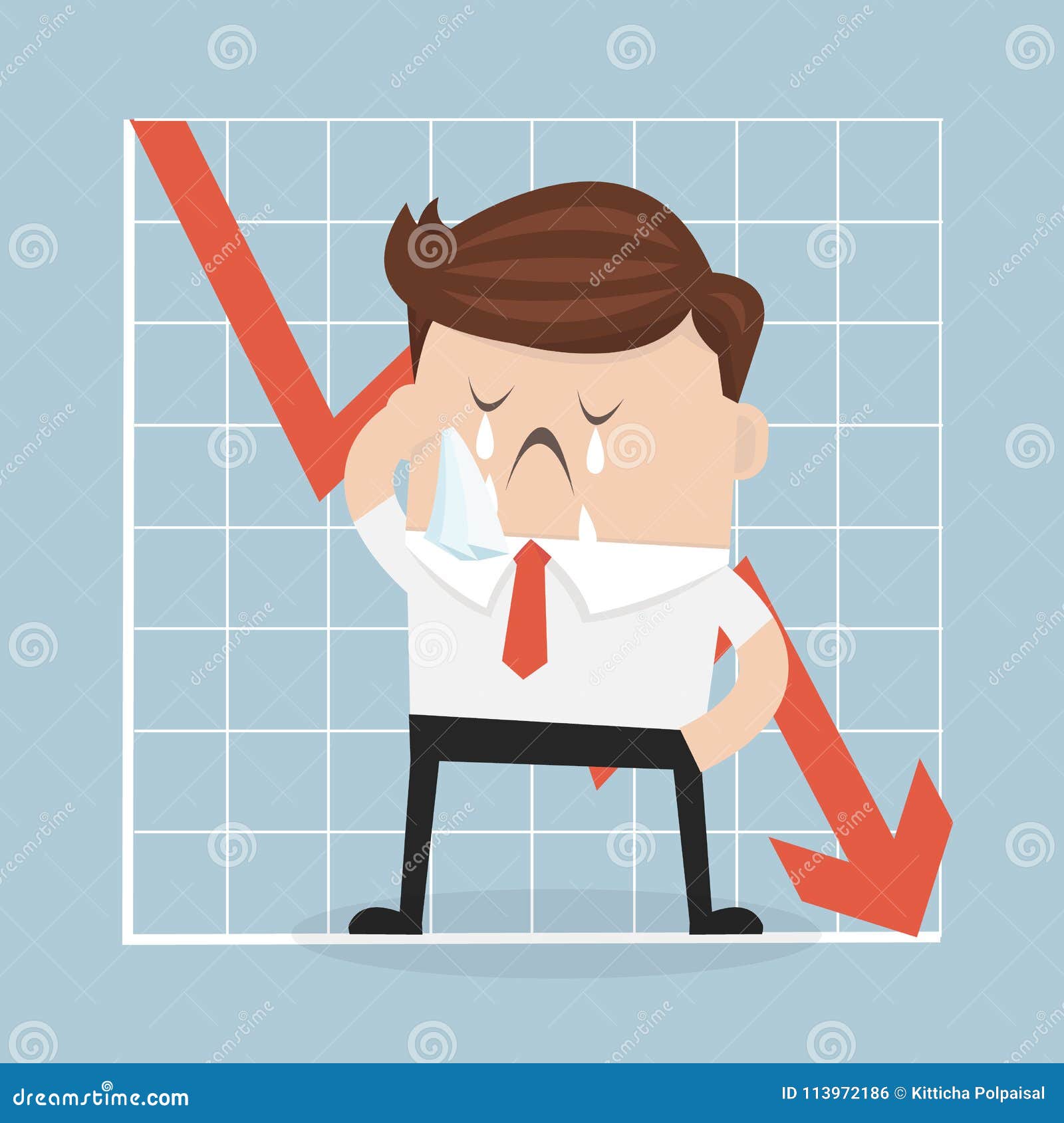 Sad Businessman with Graph Indicating a Regression. Stock Vector ...