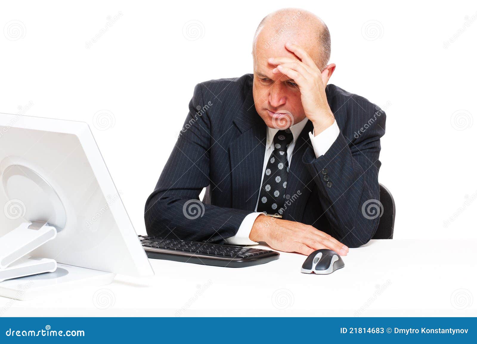 Sad Businessman Sitting in Office Stock Image - Image of grievous ...