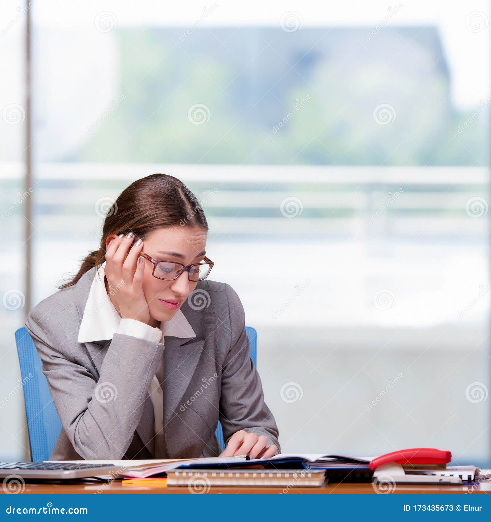 Sad Businesswan in the Office at Work Stock Image - Image of moody ...