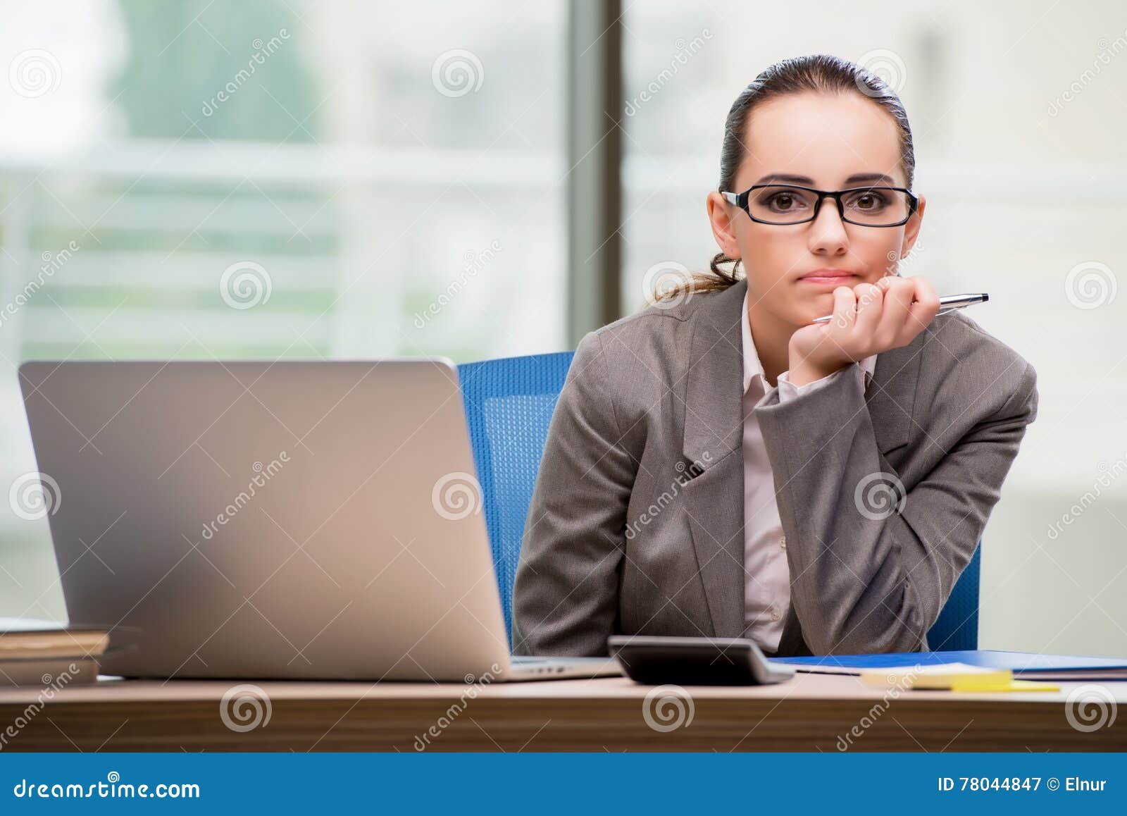 The Sad Businesswoman Working at Her Desk Stock Image - Image of ...