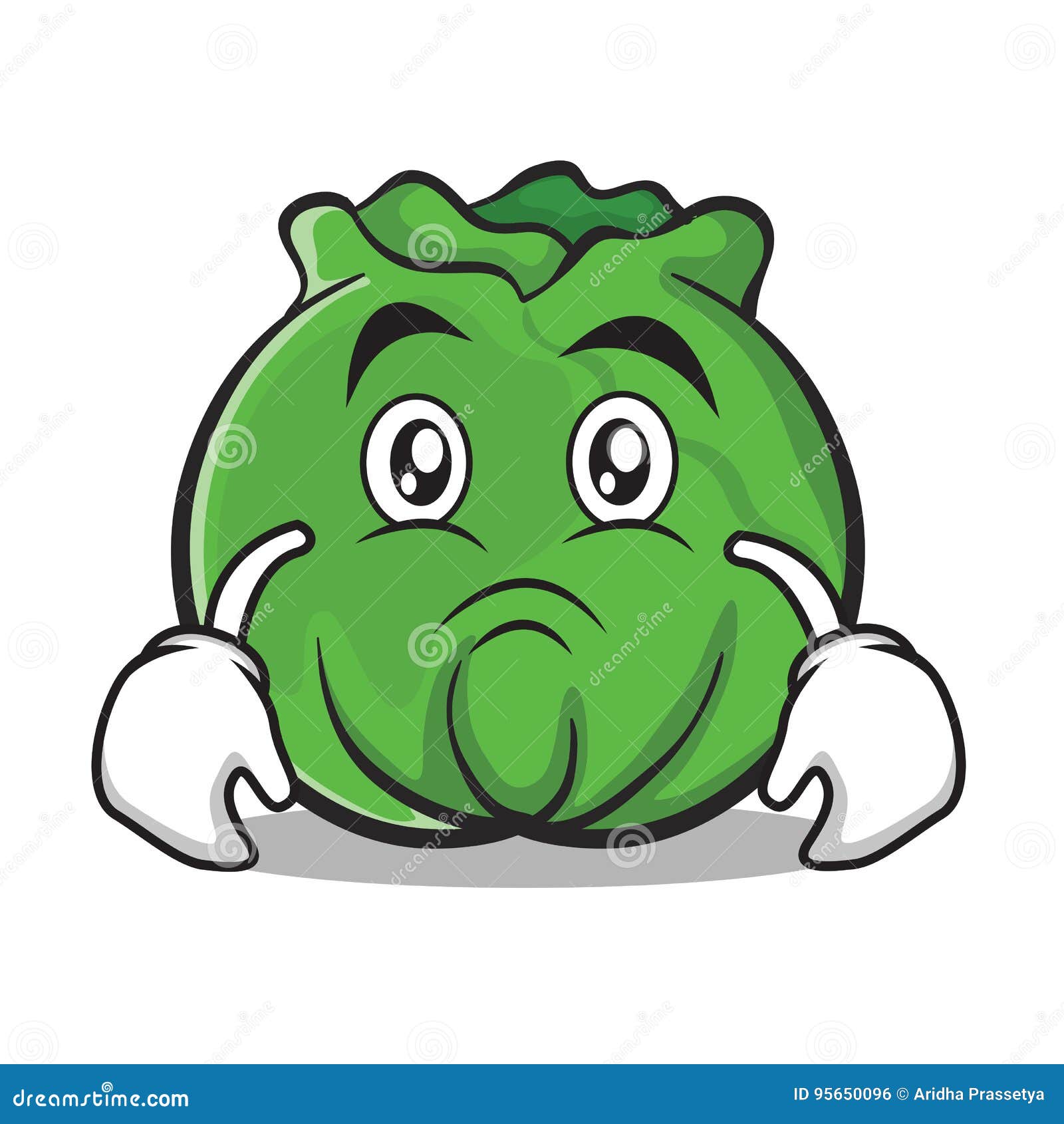 Sad Cabbage Cartoon Character Style Stock Vector - Illustration of ...
