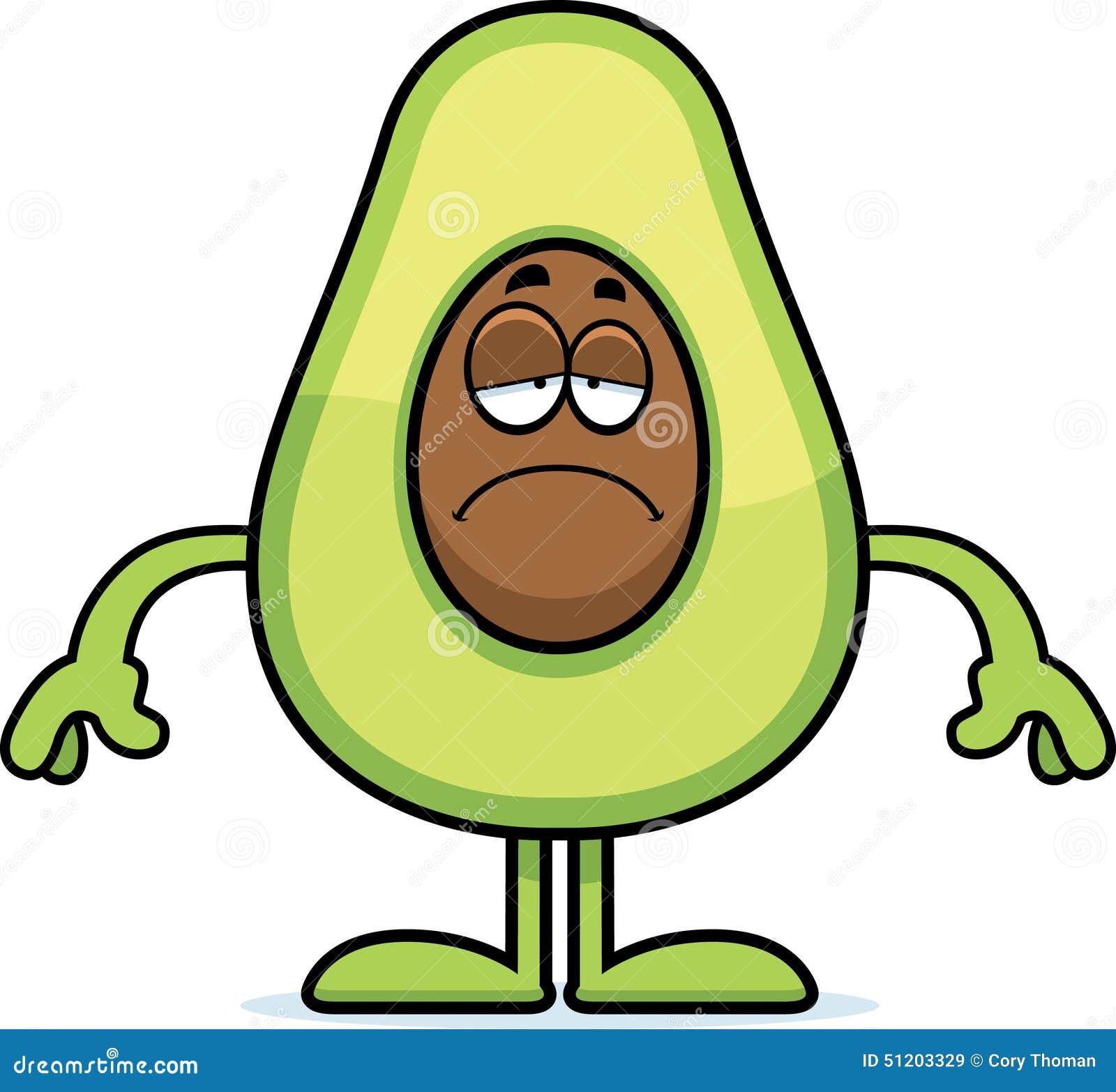 Sad Cartoon Avocado stock vector. Illustration of seed - 51203329