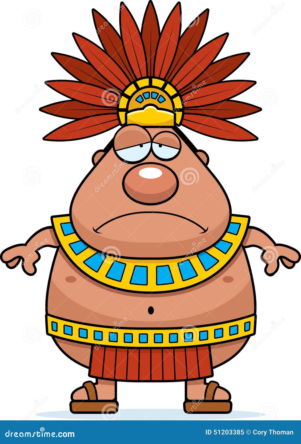 Sad Cartoon Aztec King stock vector. Illustration of clipart - 51203385