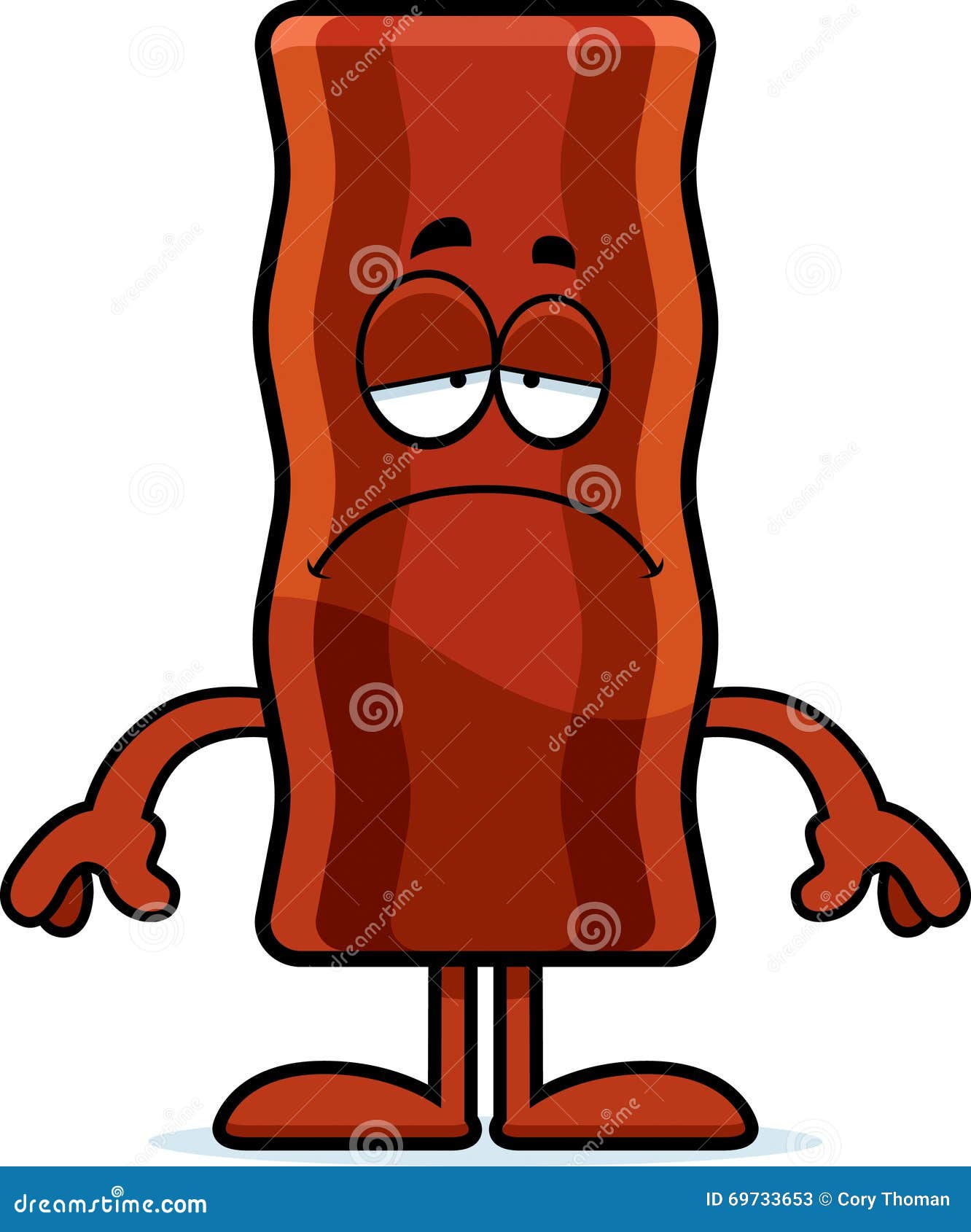 Sad Cartoon Bacon Strip stock vector. Illustration of upset - 69733653
