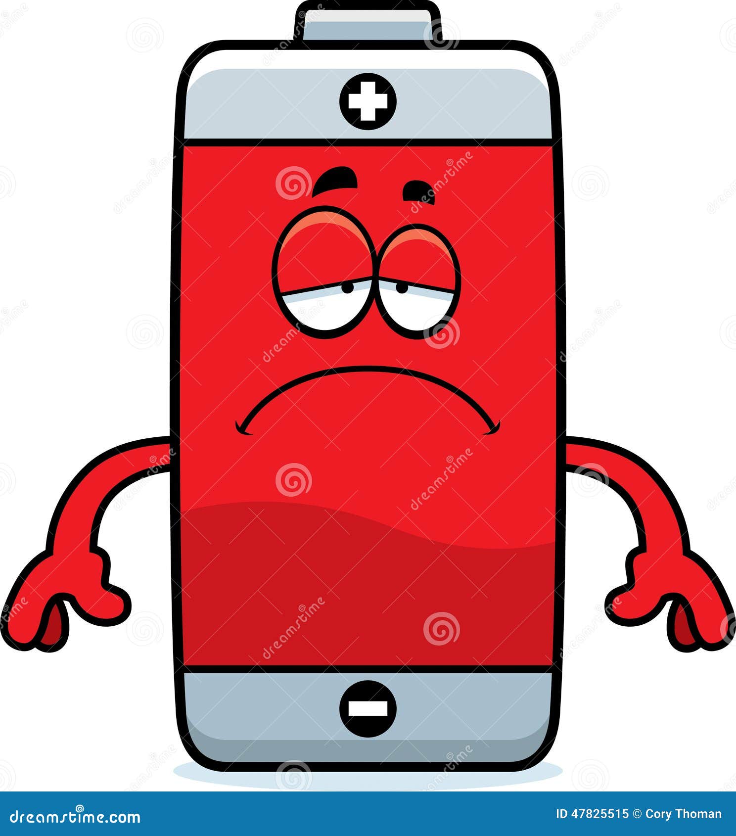 Sad Cartoon Battery stock vector. Illustration of clip - 47825515