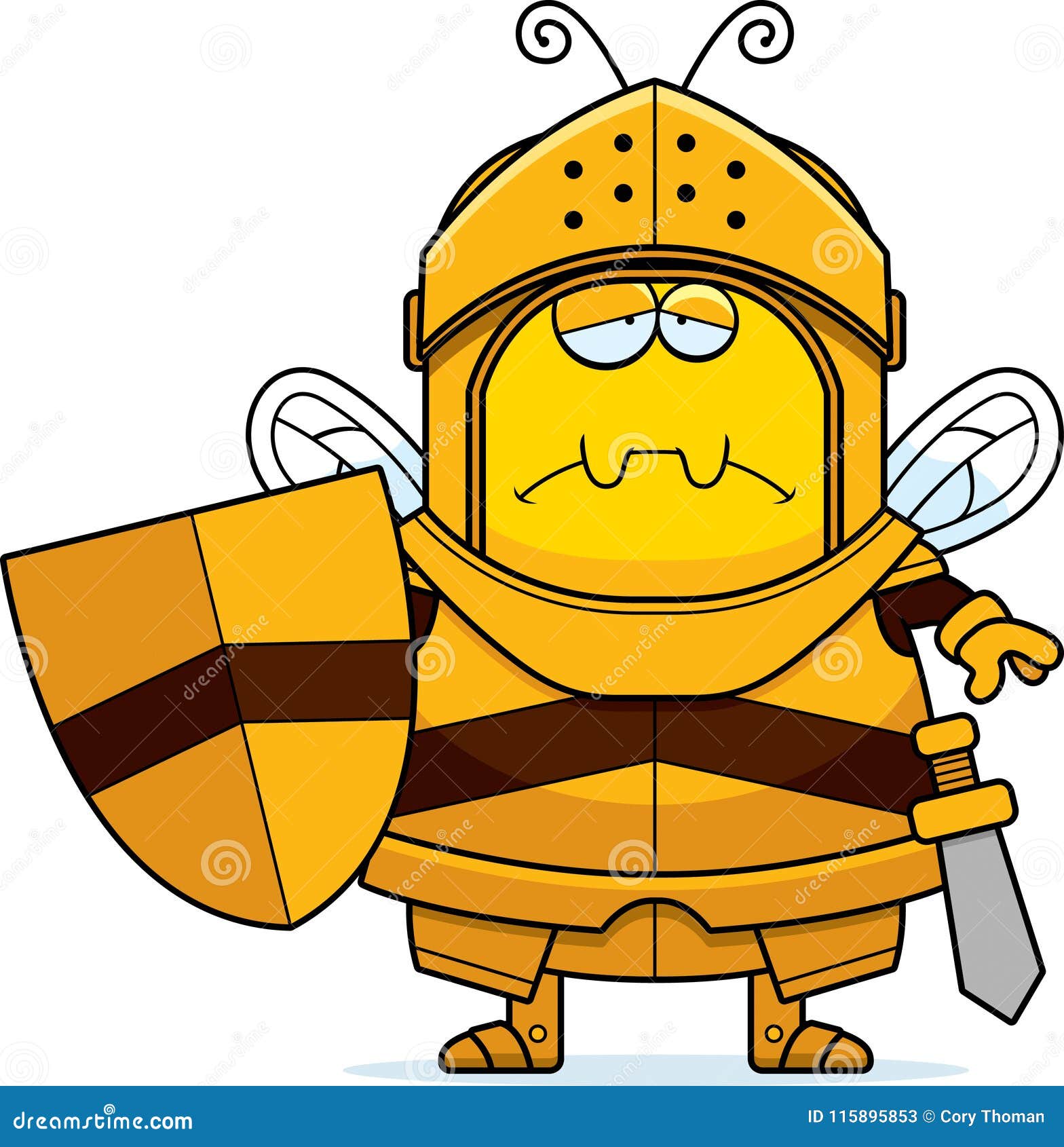 Sad Cartoon Bee Knight stock vector. Illustration of animal - 115895853